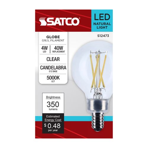 S12473-SATCO - Satco S12473-SATCO - 4W G16.5 LED, Candelabra Base ...