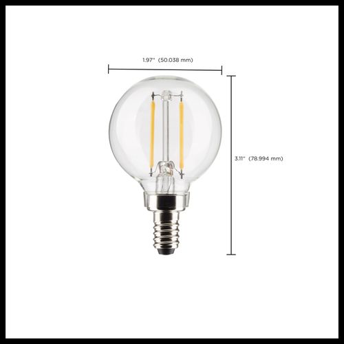 S21200 - Satco S21200 - 3 Watt G16.5 LED Bulb - Clear - Candelabra base - 90 CRI - 2700K - 120 ...