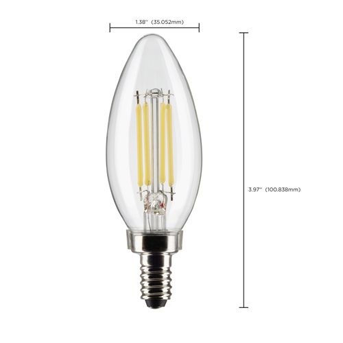 S21277 - Satco S21277 - 5.5 Watt B11 LED Bulb - Clear - Candelabra base - 90 CRI - 5000K - 120 ...