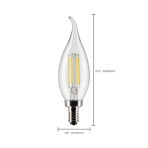 S21304-SATCO - Satco S21304-SATCO - 5.5 Watt CA10 LED Bulb - Clear - Candelabra base - 90 CRI ...