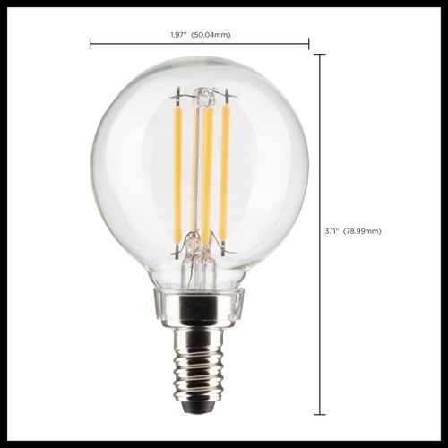 S21811 - Satco S21811 - 4 Watt G16.5 LED Bulb - Clear - Candelabra Base ...
