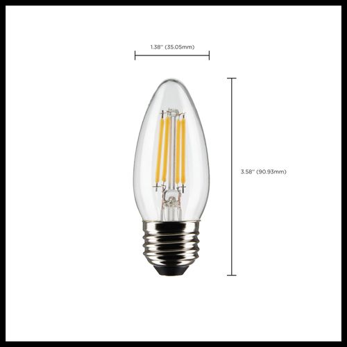 S21835-SATCO - Satco S21835-SATCO - 4 Watt B11 LED Bulb - Clear - Medium Base - 3000K - 350 ...