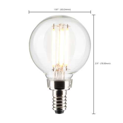 S21875 - Satco S21875 - 4 Watt G16.5 LED Bulb - Clear - Candelabra Base - 5000K - 120 Volt (10 Pack)
