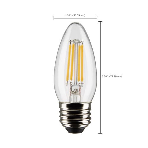 S21881 - Satco S21881 - 5.5 Watt B11 LED Bulb - Clear - Medium Base - 5000K - 120 Volt (10 Pack)