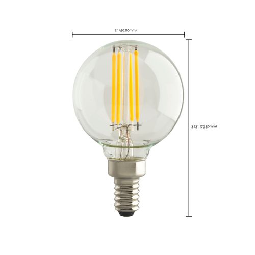 S29871 - Satco S29871 - 4 Watt G16 1/2 LED Bulb - Clear - Candelabra base - 2700K - 350 Lumens ...