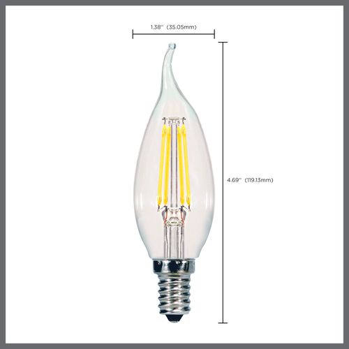 S29923 - Satco S29923 - 4 Watt CA11 LED Bulb - Clear - Candelabra base ...