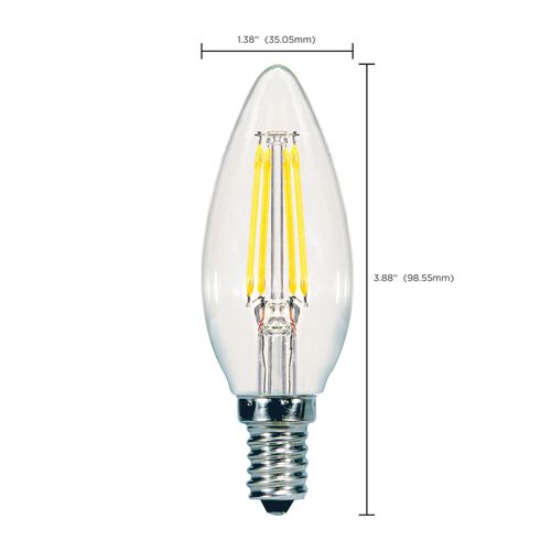 S9961 - Satco S9961 - 5.5 Watt B11 LED Bulb - Clear - Candelabra base - 3000K - 500 Lumens - 120 ...