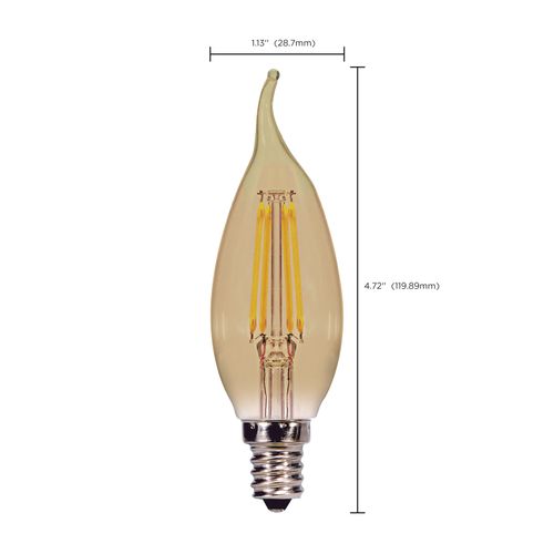 S9987 - Satco S9987 - 3.5 Watt Flame CFA LED Bulb - Amber - Candelabra ...
