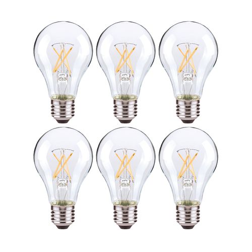 S9875-06 - Satco S9875-06 - 5 Watt LED A19 Bulb - Clear - Medium Base - 2700K - 120 Volt - 6-Pk