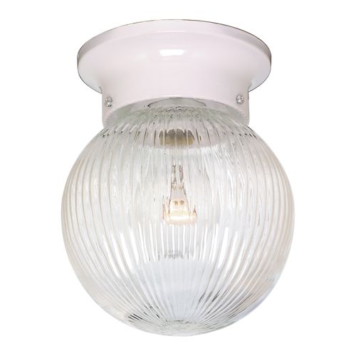 SF76-257 - Nuvo SF76-257 - 1 Light 6" Flush w/ Clear Ribbed Glass White ...