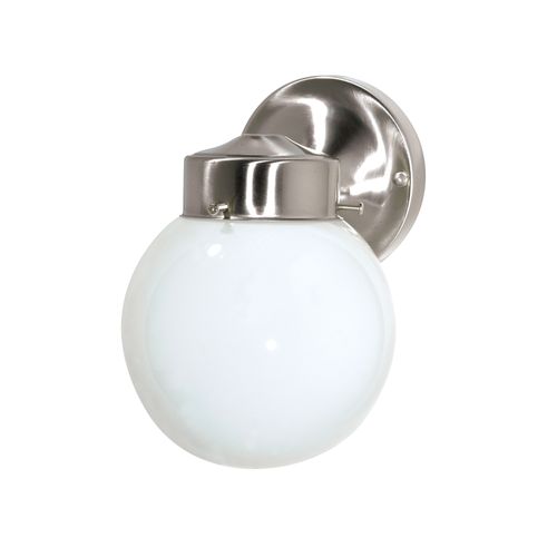 SF76-705 - Nuvo SF76-705 - 1 Light 6" Porch Wall w/ White Globe Brushed ...