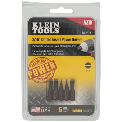 SL31615 - Klein Tools SL31615 - 3/16" Slotted Power Driver Bit, 1" Long ...