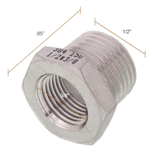 SLB050-038 - Bluefin SLB050-038 - T304 1/2" X 3/8" Stainless Steel Hex ...