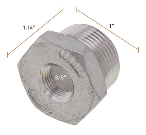 SLB100-038 - Bluefin SLB100-038 - T304 1" x 3/8" Stainless Steel Hex ...