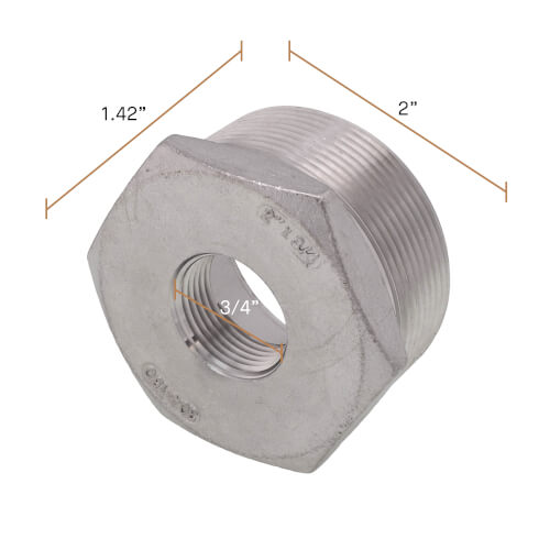 SLB200-075 - Bluefin SLB200-075 - T304 2" x 3/4" Stainless Steel Hex ...