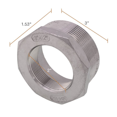 SLB300-200 - Bluefin SLB300-200 - T304 3" x 2" Stainless Steel Hex Bushing