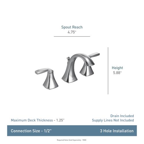 T6905-9000-L - Moen T6905-9000-L - Voss Chrome 2 Handle High Arc ...