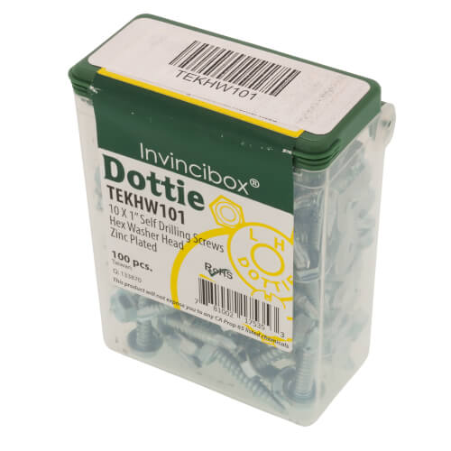 TEKHW101 - LH Dottie TEKHW101 - #10 x 1" Hex Washer Head Self Drilling ...