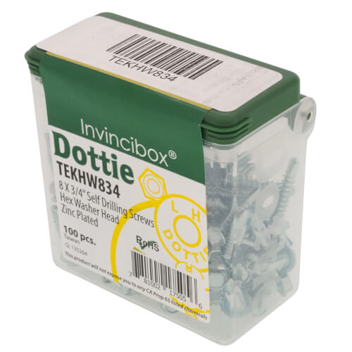 TEKHW834 - LH Dottie TEKHW834 - #8 x 3/4" Hex Washer Head Self Drilling ...