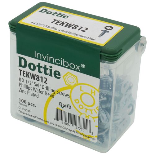 TEKW812 - LH Dottie TEKW812 - #8 x 1/2" Phillips Wafer Head Self ...