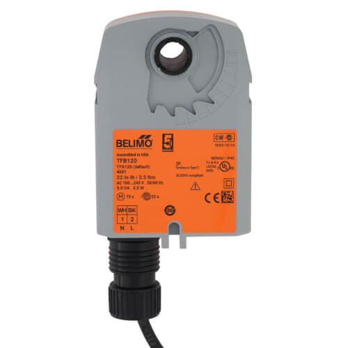 TFB120 - Belimo TFB120 - Spring Return Fail-Safe, On/Off Damper Control Actuator, Direct Coupled ...