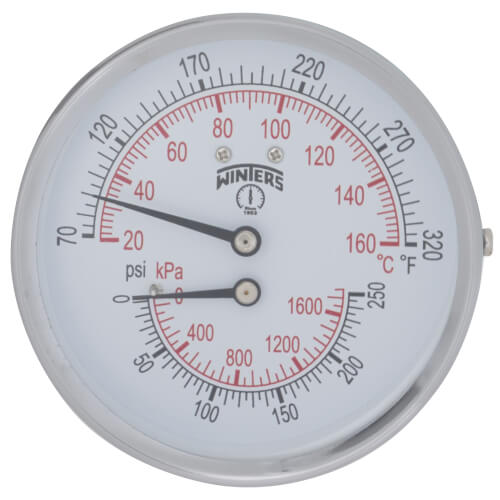 TTD398 - Winters Instruments TTD398 - 3" TTD Back Mount Dual Scale ...