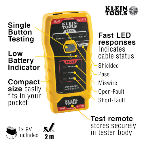 VDV526-100 - Klein Tools VDV526-100 - LAN Explorer Data Cable Tester w ...