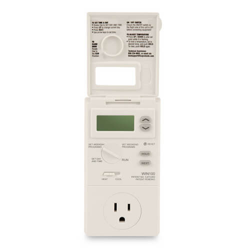Lux WIN100 - 5-2 Day Programmable Smart Temp Heating & Cooling Outlet ...